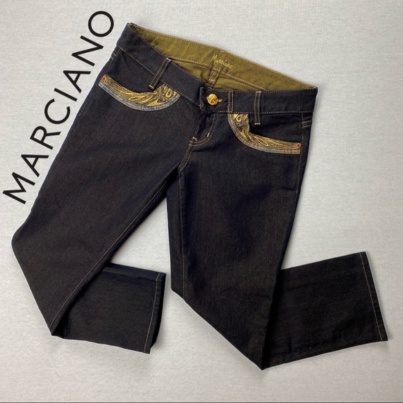 Marciano | Jeans | New Marciano By Guess Gold Embroidered Crop Jeans ...